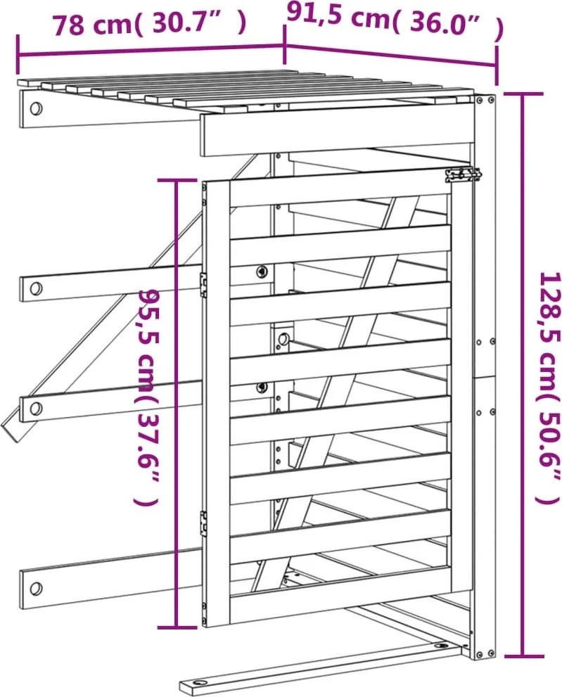 vidaXL Nástavec pro úložný box na popelnice šedý masivní borové dřevo [825112] Barva: Přírodní borovice