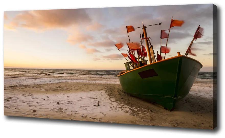 Wallmuralia Foto obraz na plátně Rybářská loď pláž 100x50