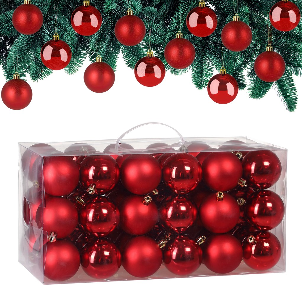 Vánoční koule červená 54dílný in matné & lesklé