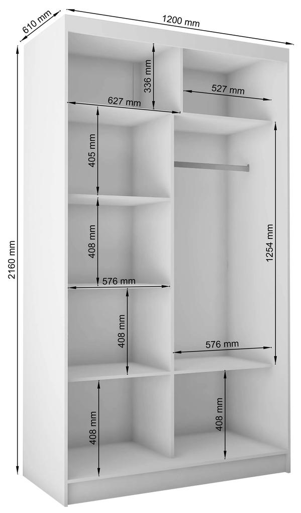 Šatní skříň s posuvnými dveřmi 120 cm Brigit Barva: Sonoma