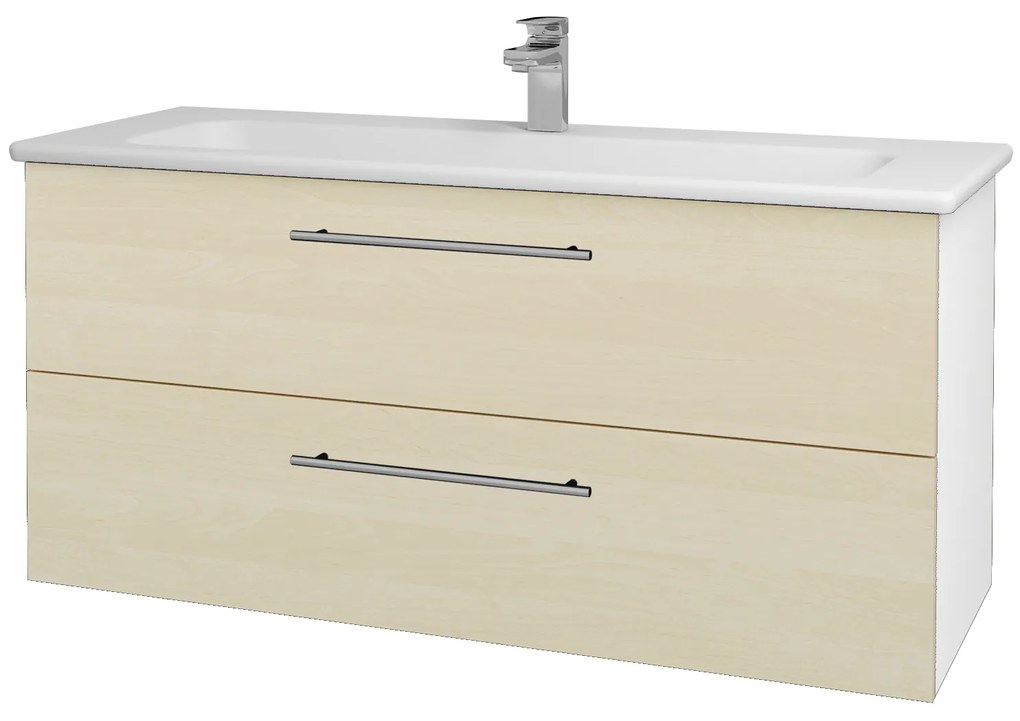 Dřevojas Koupelnová skříň GIO SZZ2 120 Varianta: N01 Bílá lesk / Úchytka T03 / D01 Beton