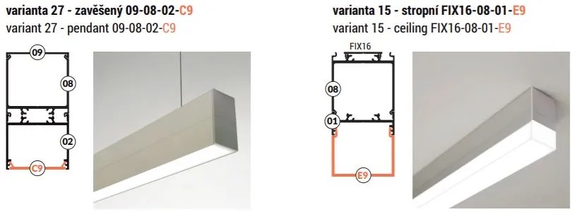 DANLUX LED profilové svítidlo přisazené/zavěšené/zapuštěné lineární 4m 13050lm Teplota světla: 3000K, Barva materiálu: Stříbrná, Typ montáže: Zapuštěná