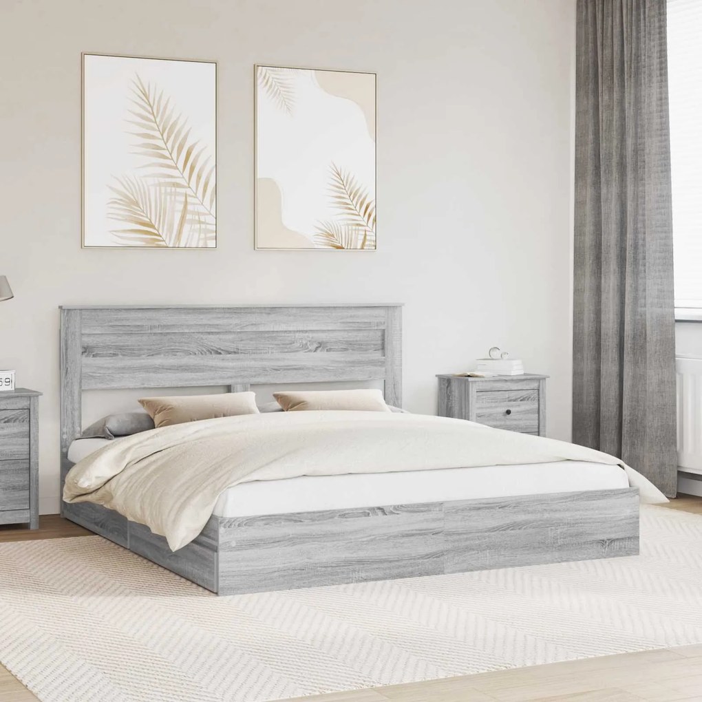 Postel s úložným prostorem se zásuvkou Šedá Sonoma 180 x 200 cm 3409897