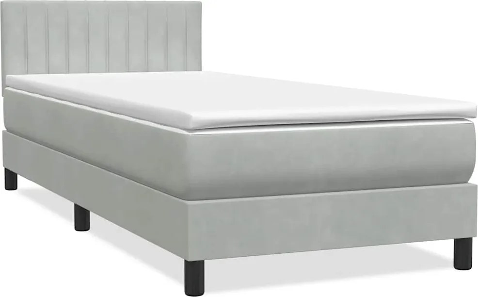 Box spring postel s matrací a LED Světle šedá 90x220 cm Samet 3317103