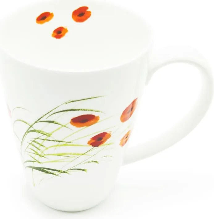 Porcelánový hrnek Caprice, 500 ml – lesklý, s motivem vlčích máků