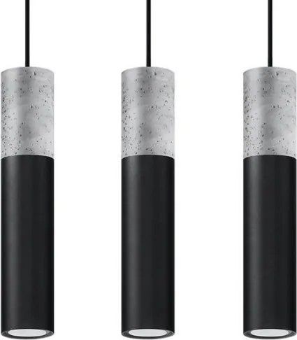Lustr SOLLUX Borgio 3 GU10 3x40W bez zdroje SL.0652 beton a ocel černá