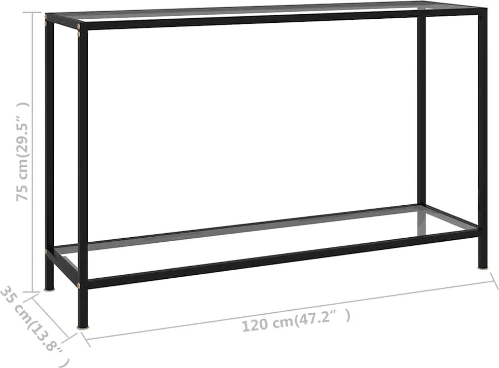Konzolový stolek průhledný 120 x 35 x 75 cm tvrzené sklo 322839