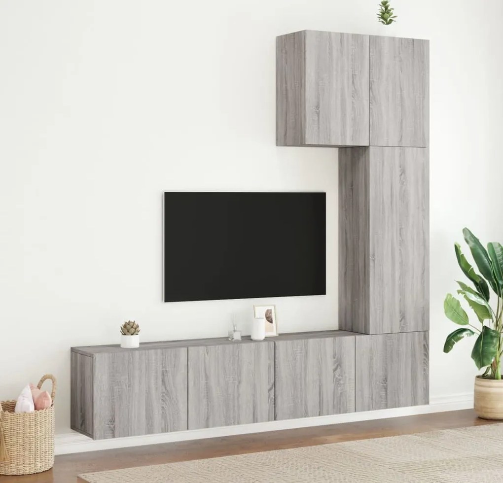 vidaXL 5dílná obývací stěna kompozitní dřevo [3216487] Barva: kouřový dub