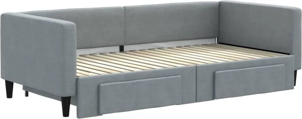 Válenda s přistýlkou a zásuvkami světle šedá 90 x 190 cm textil 3196624