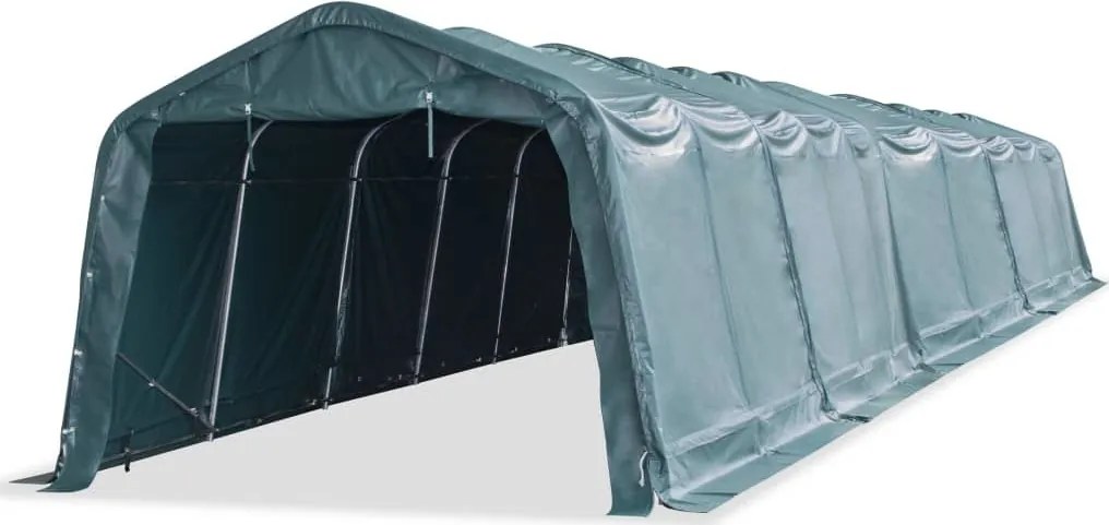 vidaXL Mobilní přístřešek pro zvířata PVC 550 g/m² 3,3x16 m tm. zelený [3055651]