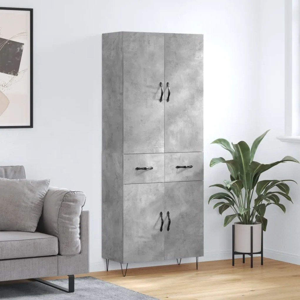 Skříň highboard betonově šedá 69,5x34x180 cm kompozitní dřevo 3198181