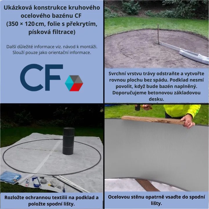 CF Nadzemní bazén s ocelovou stěnou Azurotico 3,5 x 0,9 m 0044 ANTRAZIT/White
