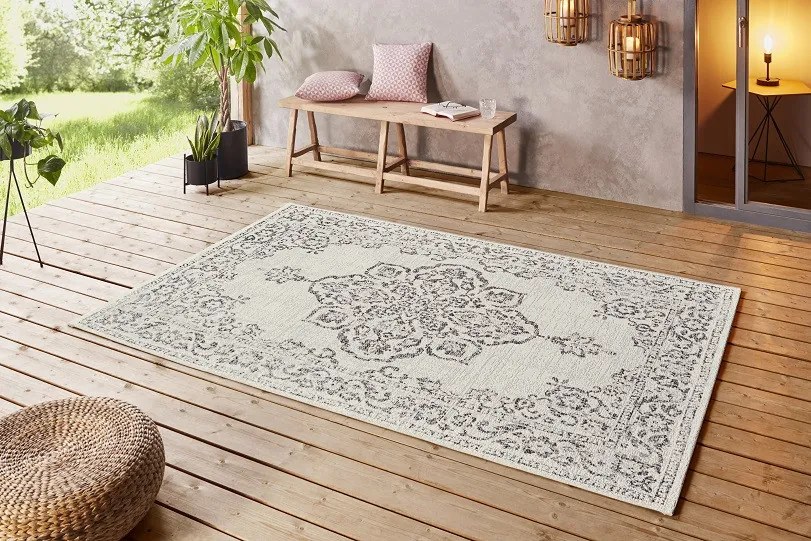 Hanse Home, Kusový koberec Beach 103855 Cream/Grey/Anthracite – na ven i na doma, 240x340, béžová, bílá, chodba / předsíň