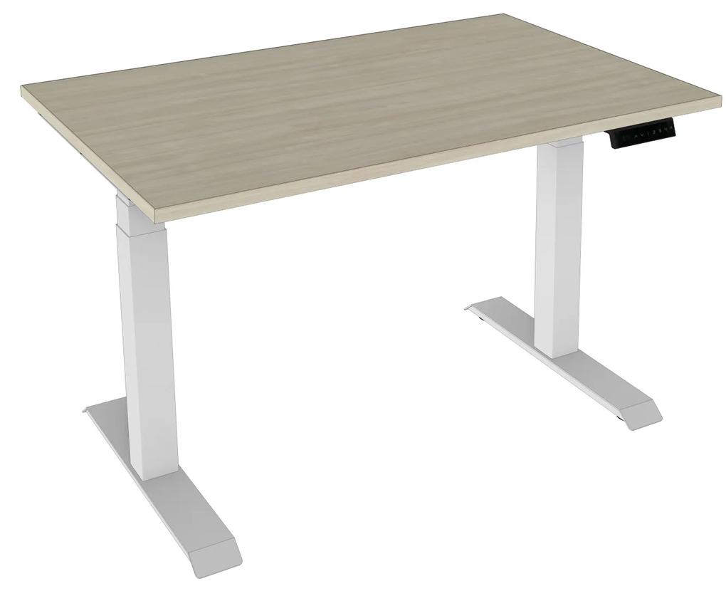 NOBL Dynamic + Elektr. nastavitelný polohovací stůl 120x80 s pamětí Dynamic + Dekor stolové desky: akát, Barva podnože: bílá