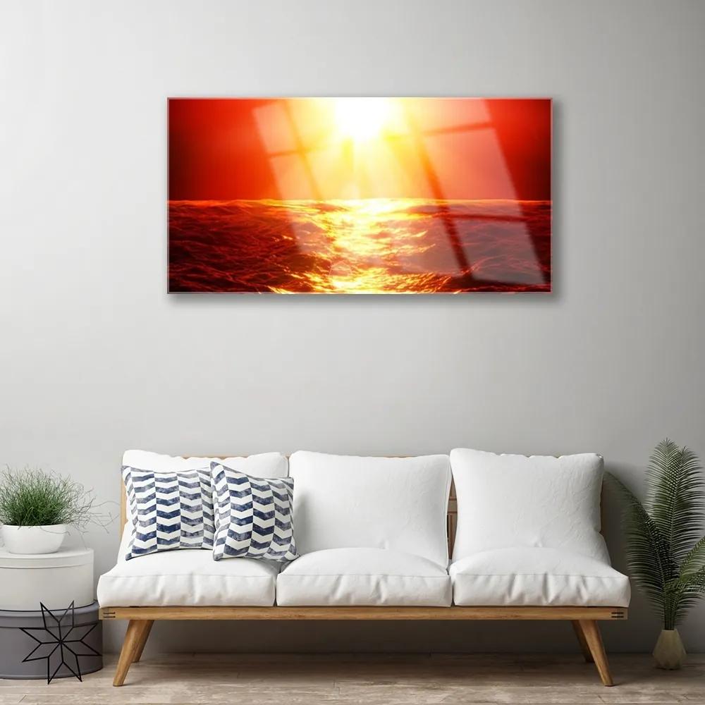 Plexisklo-obraz Západ Slunce Moře Vlna 100x50 cm