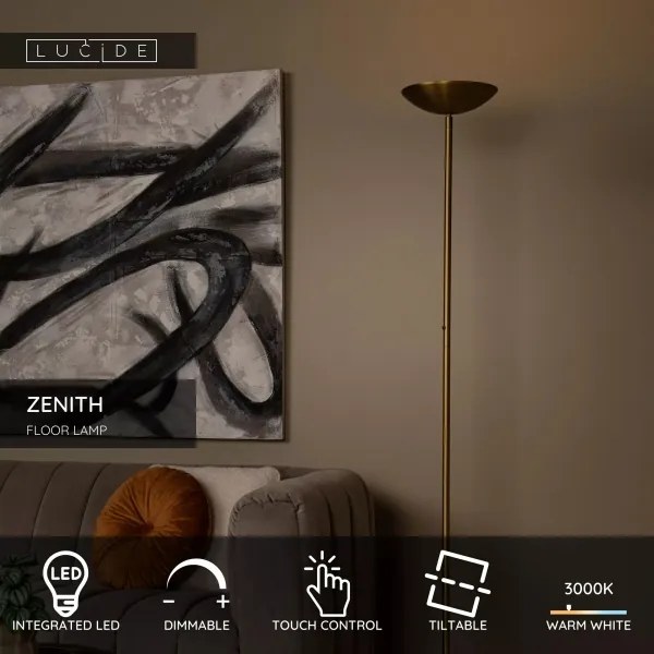 Lucide 19791/20/02 - LED Stmívatelná stojací lampa ZENITH LED/20W/230V zlatá
