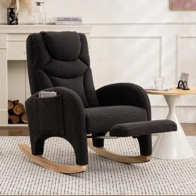 Aosom Houpací křeslo Relax s područkami, čalouněné a ergonomické, do obývacího pokoje a ložnice, 66x96-125,5x99 cm, tmavě šedé