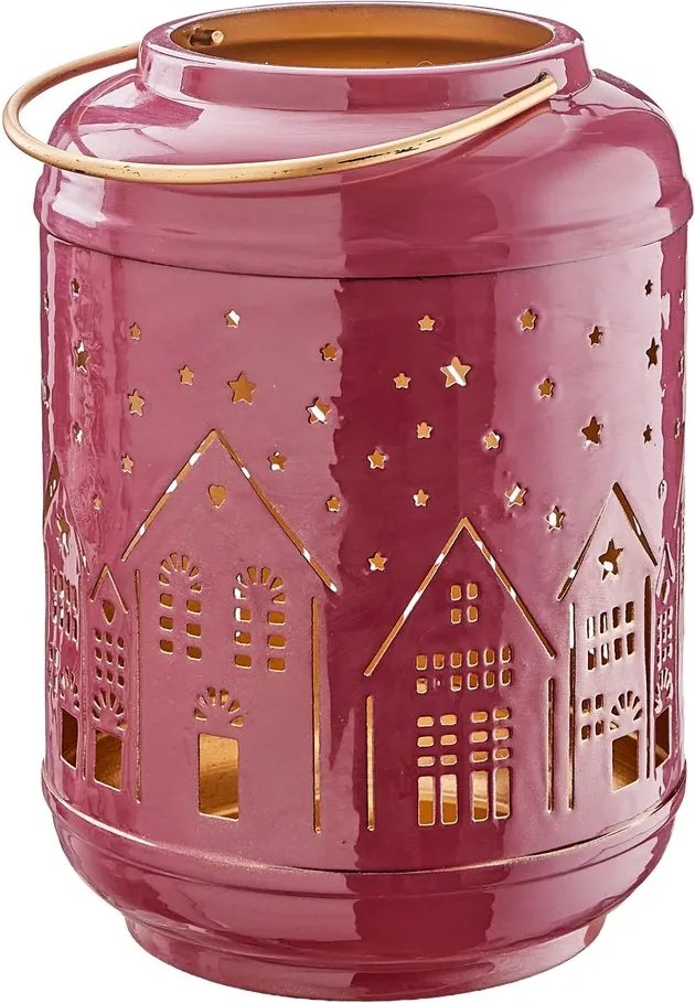 COZY HOME Lucerna kovová 23 cm - tm. růžová