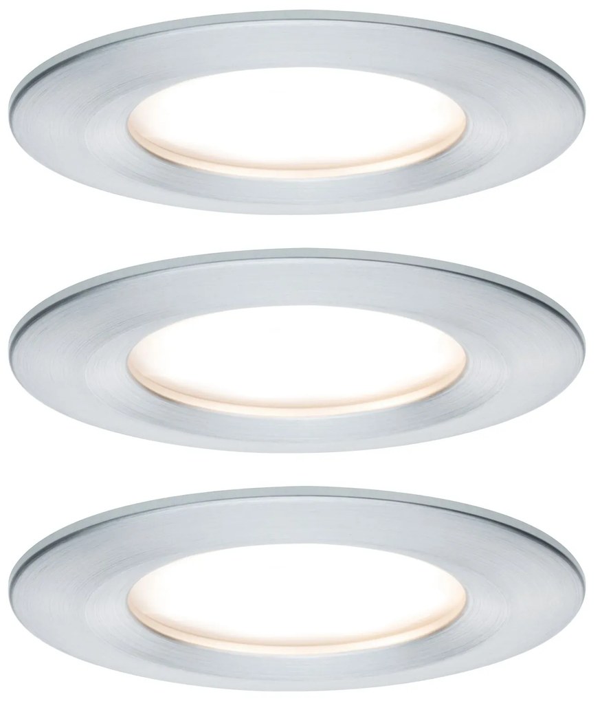 Paulmann 93462 LED Coin Nova round, set kulatých bodovek v úpravě kartáčovaný hliník, 3x6,5W LED 2700K, prům.7,8cm, IP44