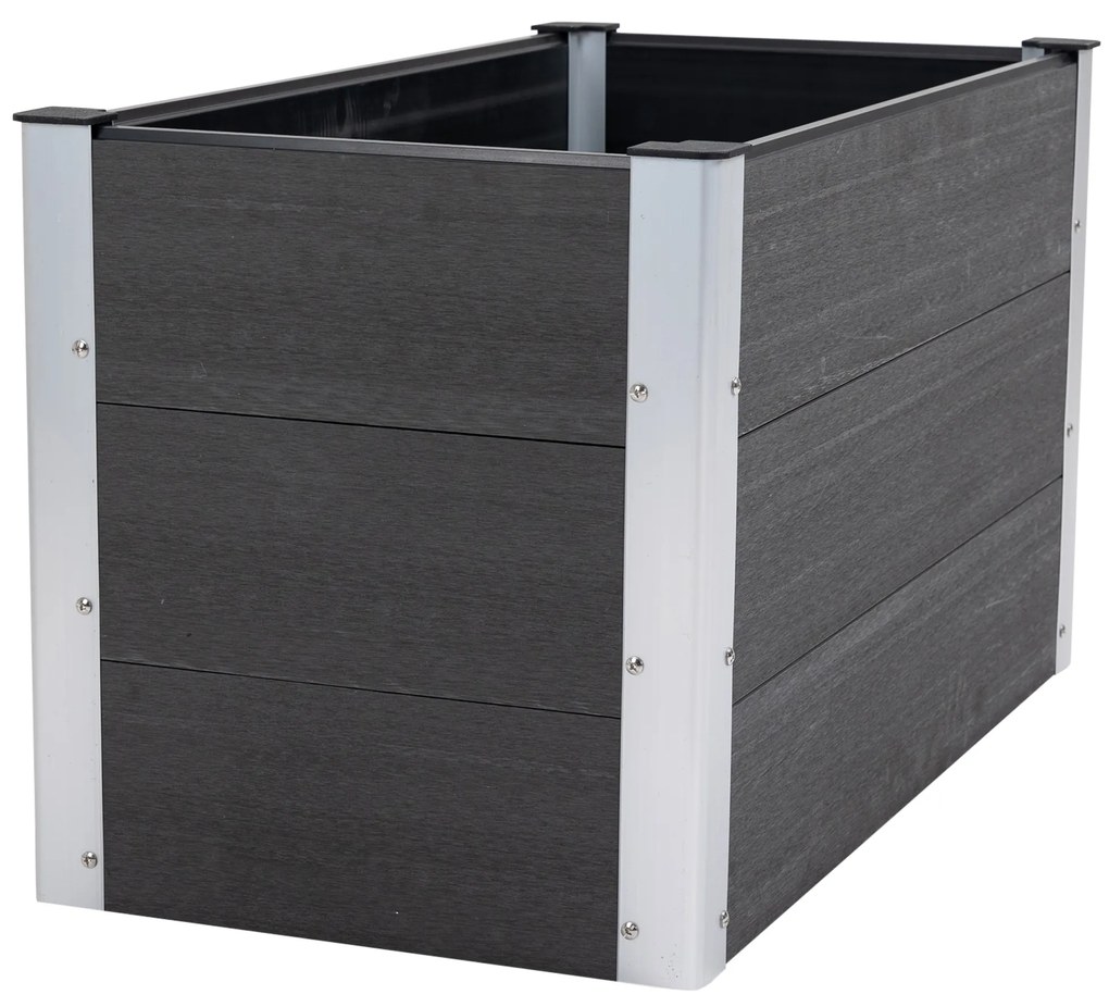 Vyvýšený záhon Outsunny Truhlík na květináče odolný proti povětrnostním vlivům, z WPC + hliníku, bez podstavce, šedý, 100x50x50cm