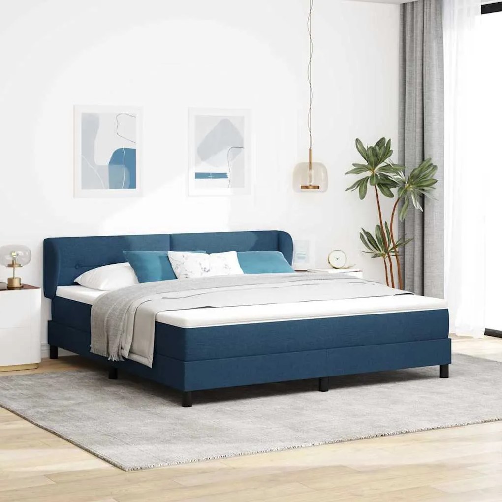 Postel s boxspringem s čelo Modrá 180 x 200 cm textil 3340044