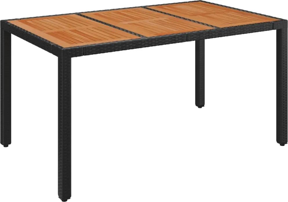 vidaXL Zahradní stůl s dřevěnou deskou 150 x 90 x 75 cm polyratan [319901] Barva: Šedá