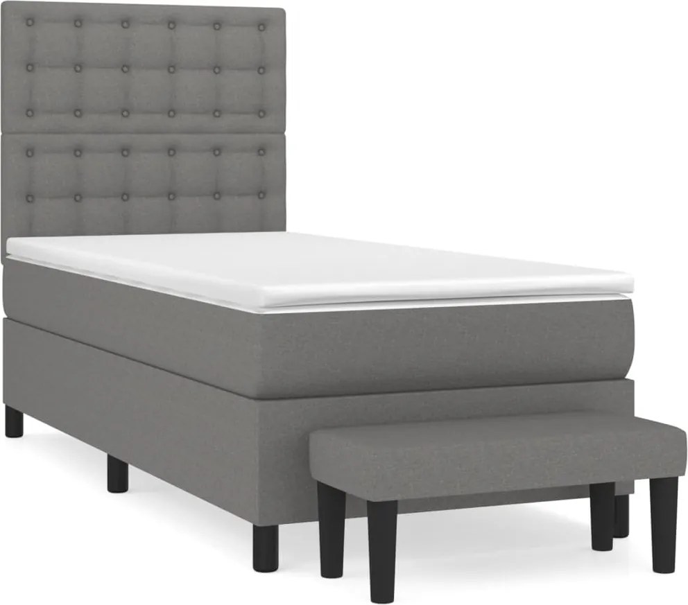 Box spring postel s matrací tmavě šedá 90x200 cm textil 3136886
