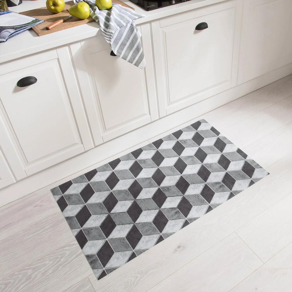 Blancheporte Vinylový koberec, efekt 3D černá/šedá/bílá 49x79cm | BIANO