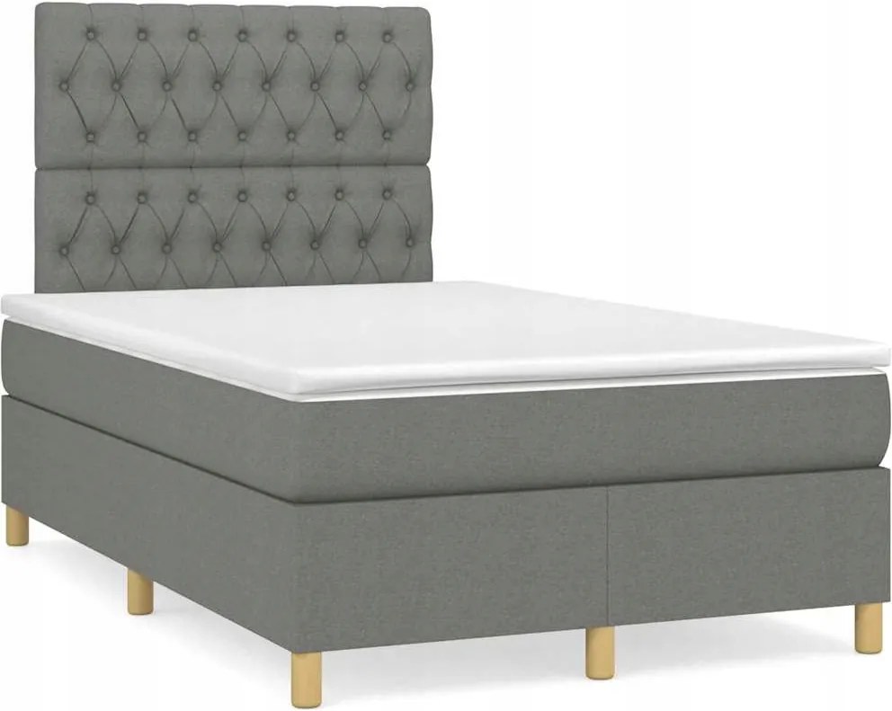 Box Spring Postel S Matrací Textil Tmavě Šedá Prošívaný design 120 x 190