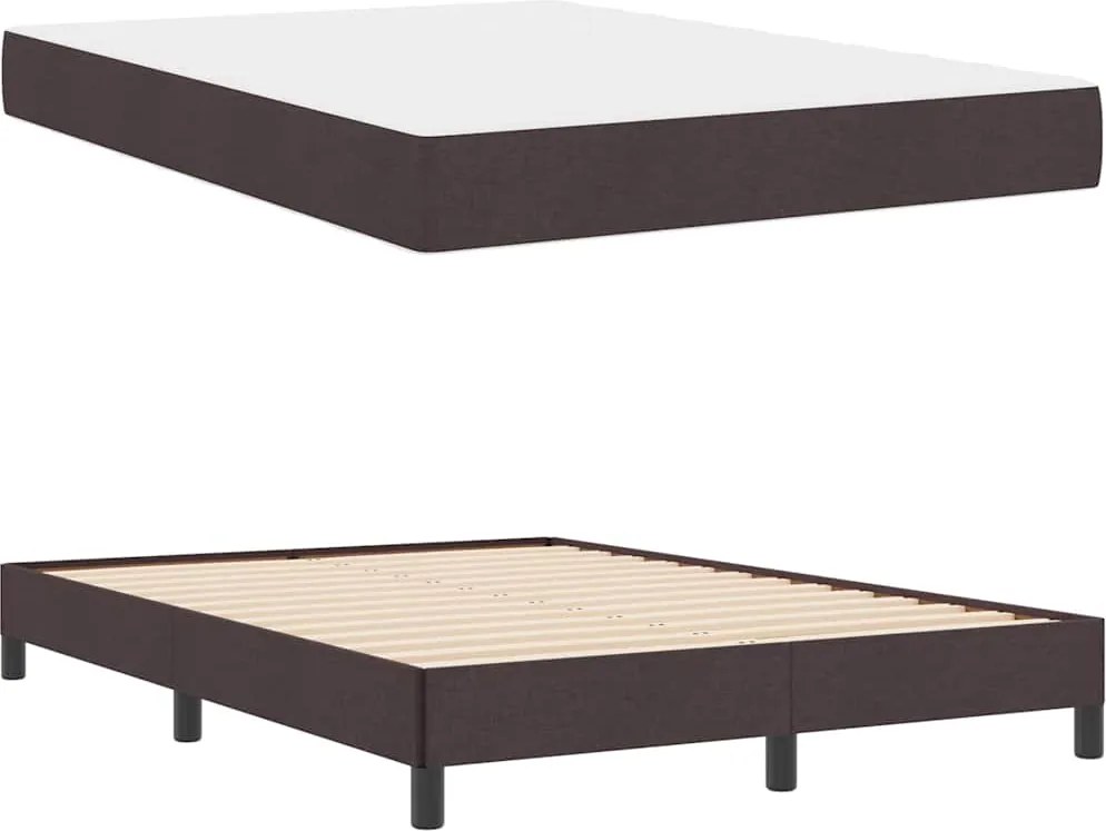 Postel s boxspringem Tmavě hnědá 140 x 190 cm textil 3398489