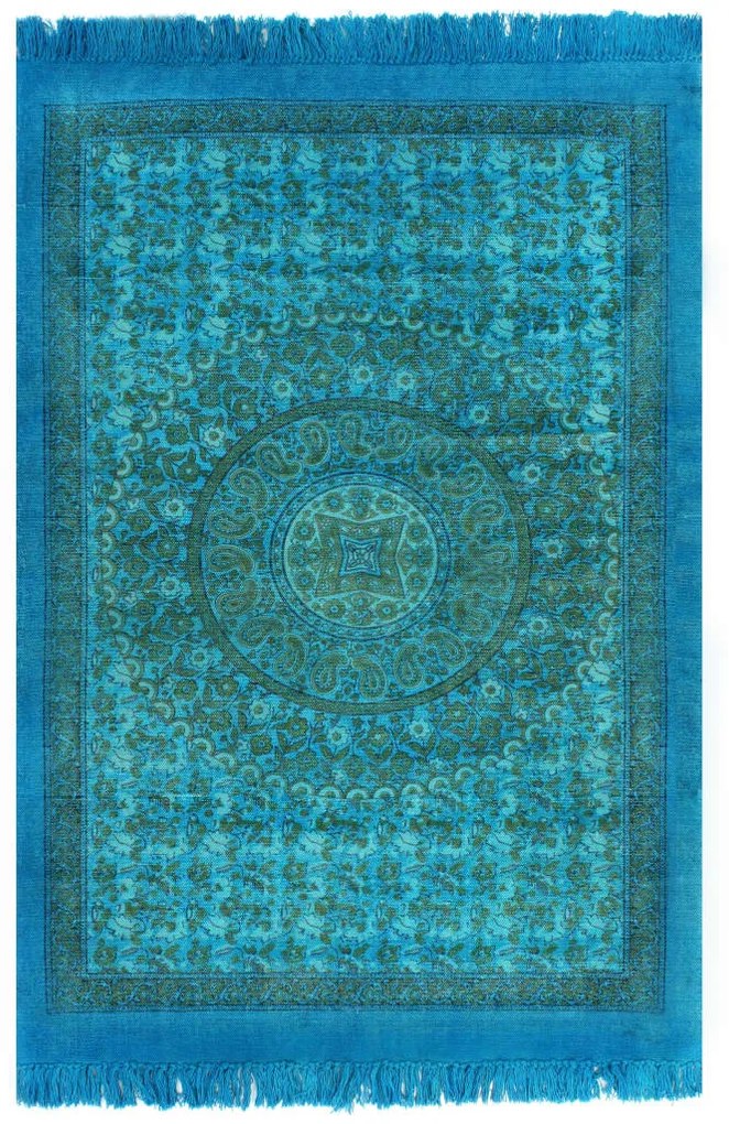 246568 vidaXL Koberec Kilim se vzorem bavlněný 160 x 230 cm tyrkysový