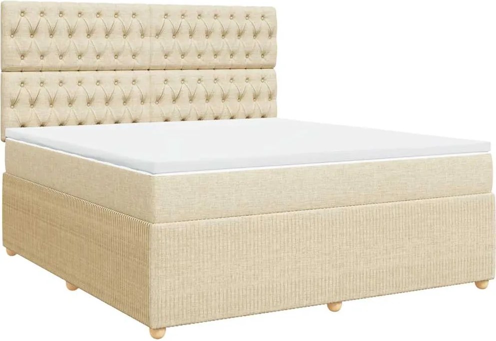 Box spring postel s matrací krémová 180x200 cm textil 3294447