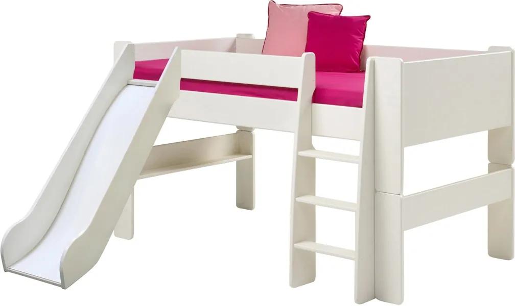 Dětská vyvýšená postel se skluzavkou Dany 90x200 cm - bílá
