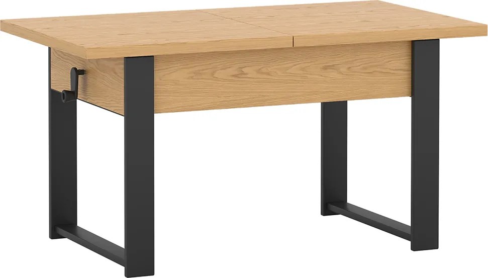 Rozkládací polohovací konferenční stolek HOGO 3v1 | 120-157x62,5-74,5x67 cm | síla horní desky 32 mm | dub bookmatch/černé nohy
