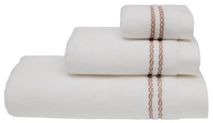 Soft Cotton Dárková sada ručníků a osušek CHAINE Bílá / béžová výšivka, 550 gr / m², Česaná prémiová bavlna 100% MICRO