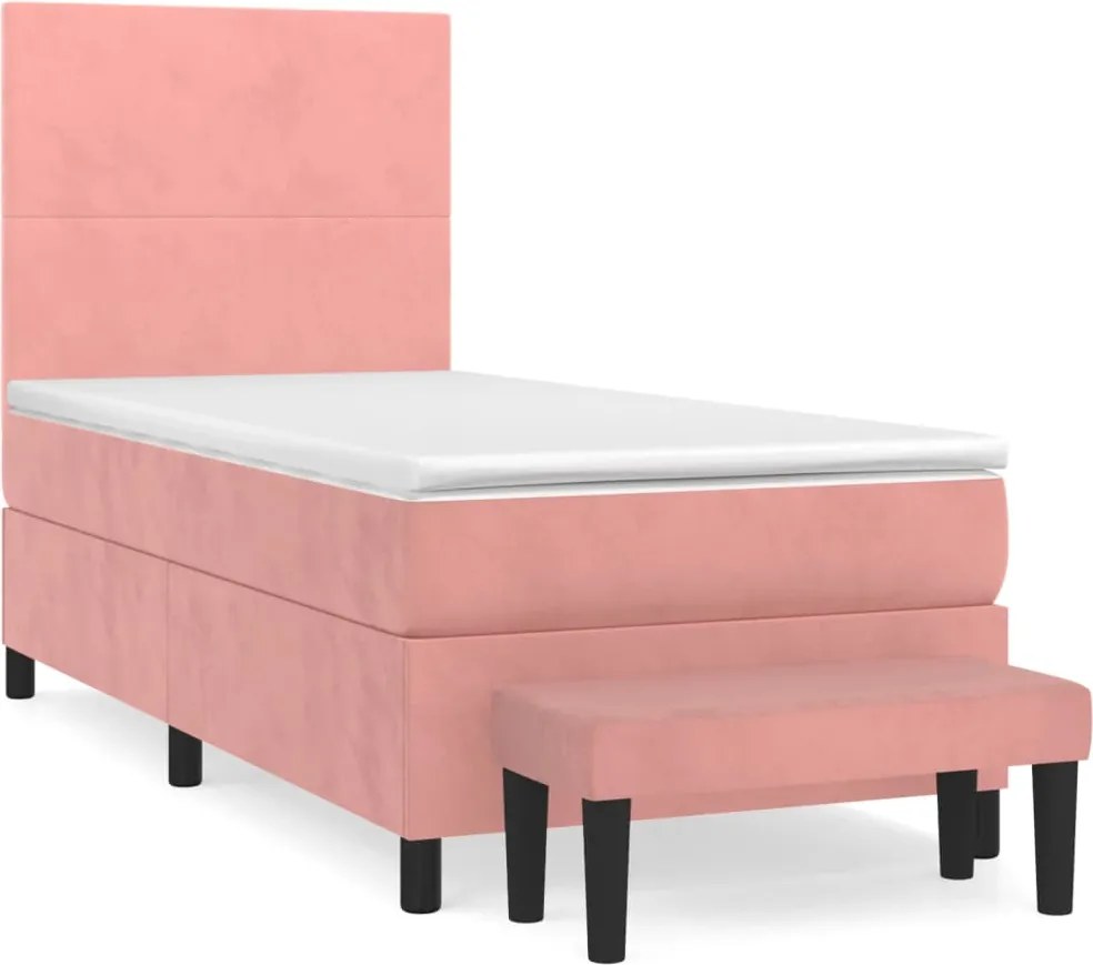 Box spring postel s matrací růžová 100x200 cm samet 3137712
