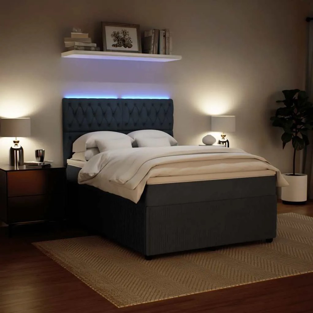 Box spring postel s matrací tmavě šedý 140 x 190 cm samet 3294641
