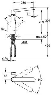 GROHE K7 Páková dřezová baterie, chrom, 32175000