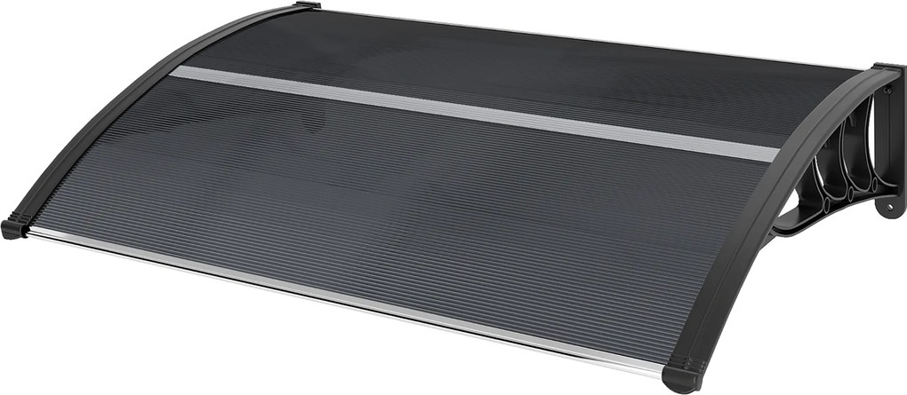 Outsunny stříška na vchodové dveře 100 x 75 cm stříška z hliníku a polykarbonátu s UV ochranou stříška na vchodové dveře na balkon, ochrana proti slu…