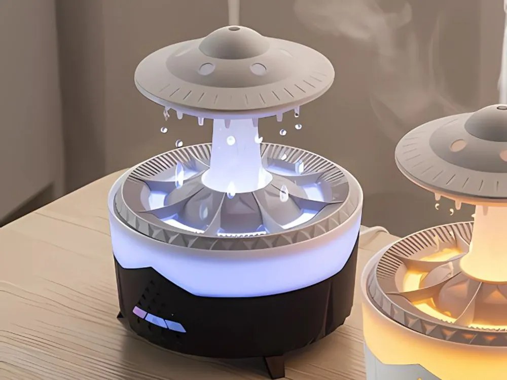 Verk Group Vlhčič vzduchu, diffuzér vůně, led lampa ve tvaru ufo s dálkovým ovládáním