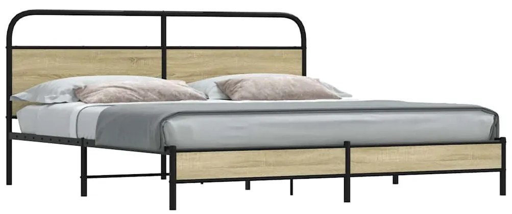 Kovový rám postele bez matrace dub sonoma 180 x 200 cm 3318684