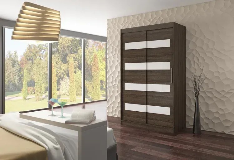 Skříň posuvná se zrcadlem MARTINEZ 150 choco – varianta 2