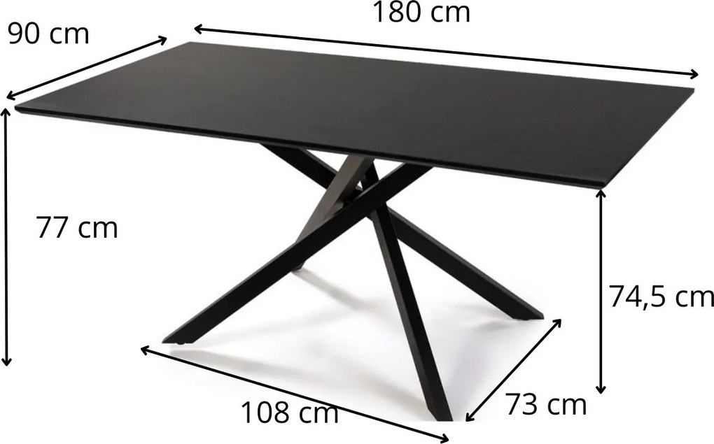 Vikio Jídelní set pro 4 osoby 180x90 cm černý, krémová látka VJS208-4K