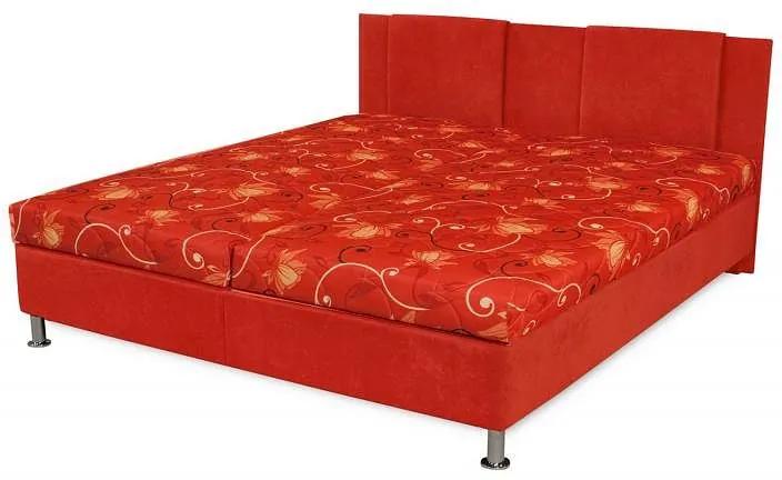 Čalouněná polohovací postel Tatiana - červená, látka s nešpinivou úpravou