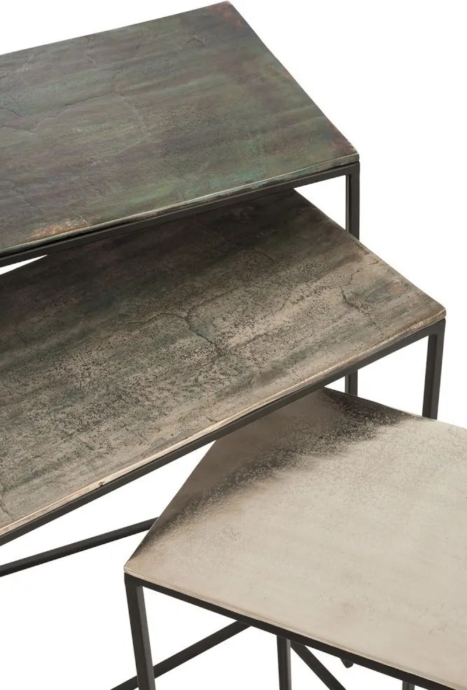 Set 3 kovových stolků Rectangular - 53*66*29 cm