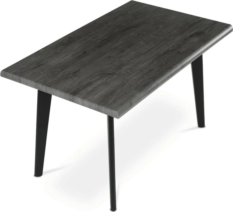 Stůl jídelní, 130x80x75 cm, MDF deska, dekor šedý dub, kov, černý lak