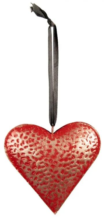 Červené antik závěsné kovové srdce S – 10x2x10 cm