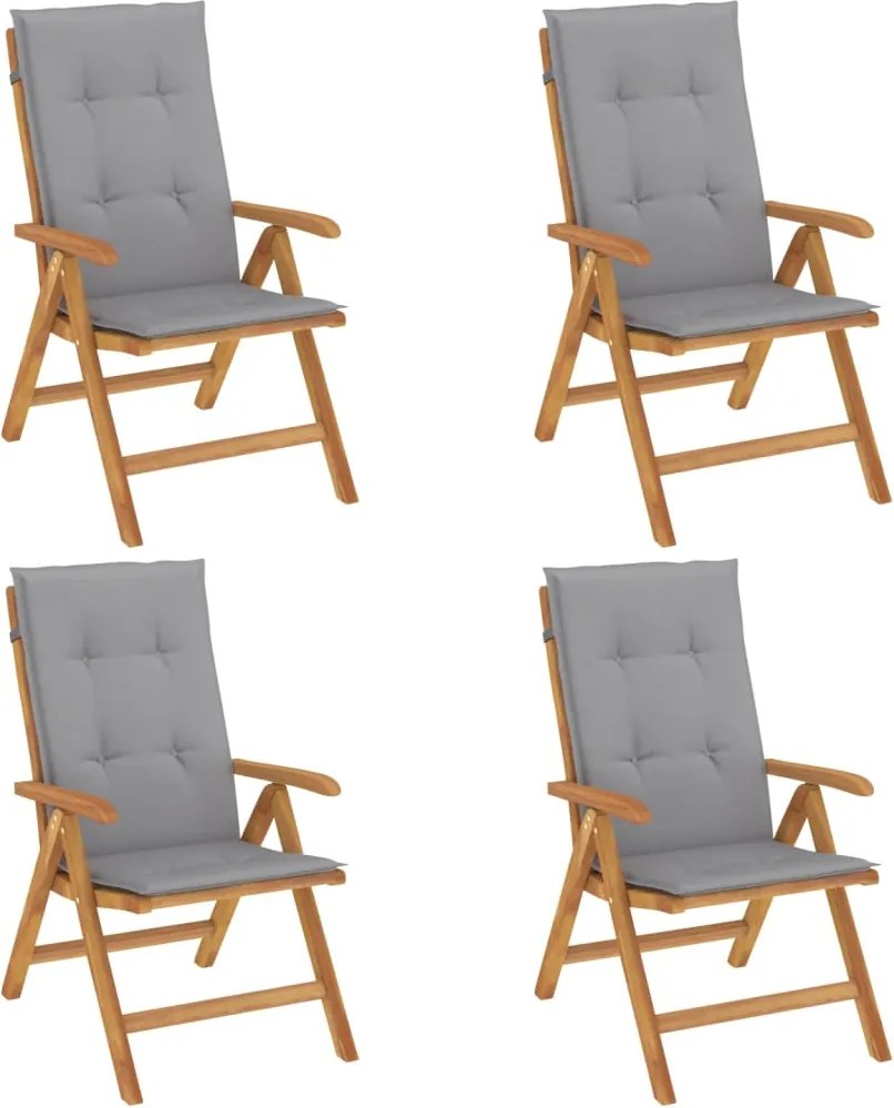 Skládací polohovací křesla s polštáři 4 ks, masivní teak 3196464