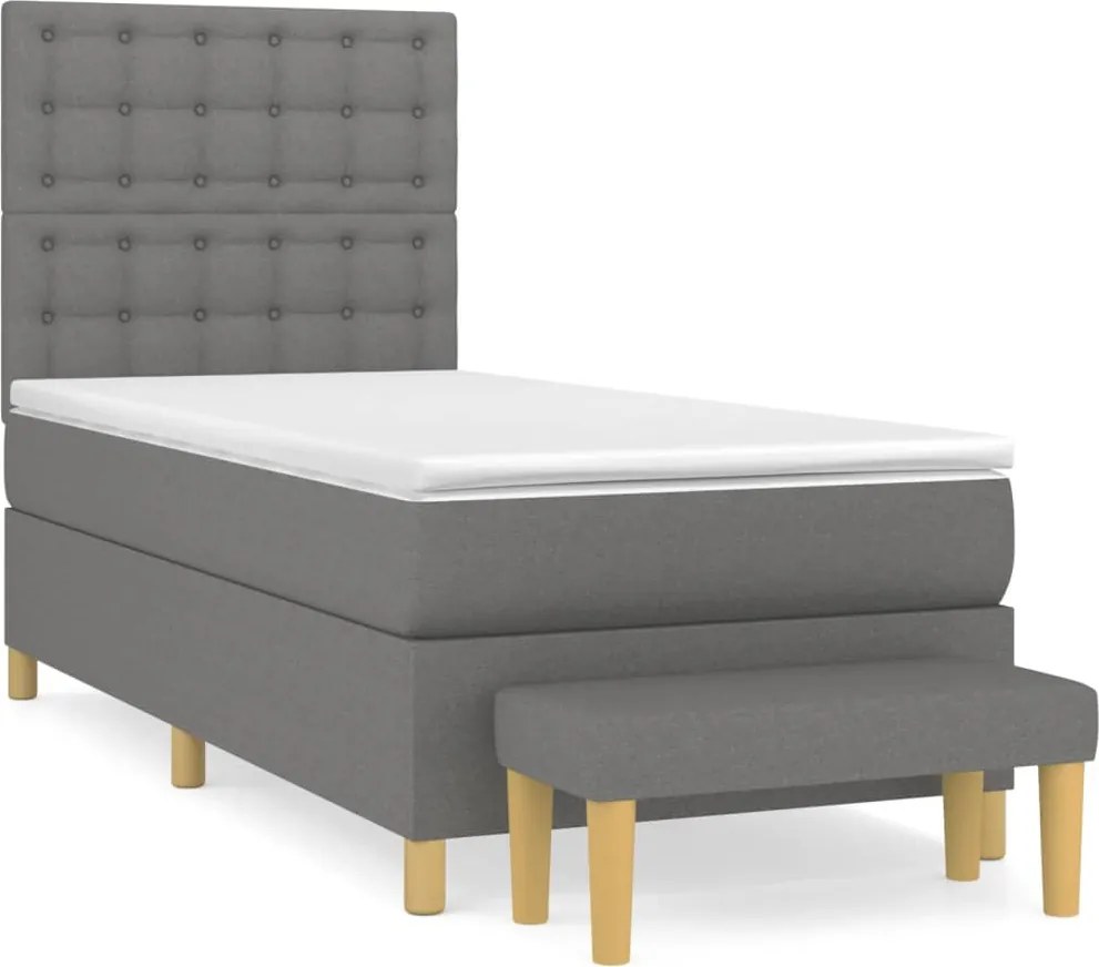 Box spring postel s matrací tmavě šedá 90x200 cm textil 3137446