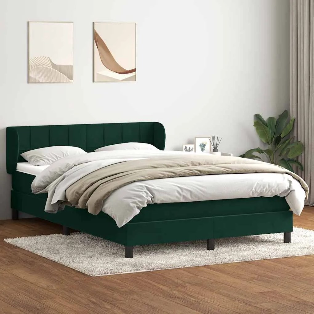 Box spring postel s matrací tmavě zelená 160x220 cm samet 3317574
